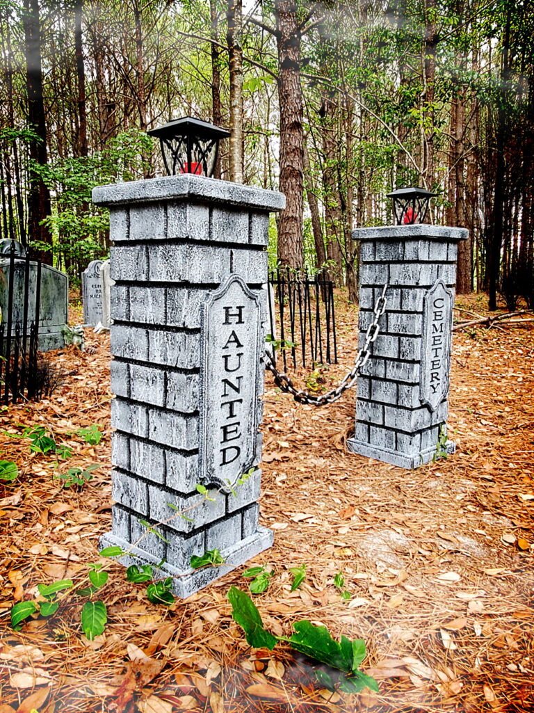 Evil Soul Studios Haunted Cemetery Lighted Column Set Halloween Prop ...